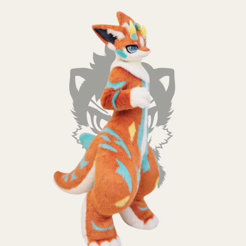 Orange Lightning Dragon Fursuit Head,custom Fursuit Head,kenomo Theme ...