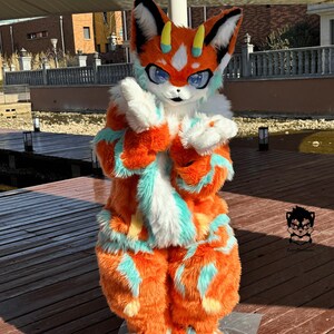 Prefabricated Fursuit，kemono Orange Lightning Dragon，premade Full Partial Fursuit，furry ...