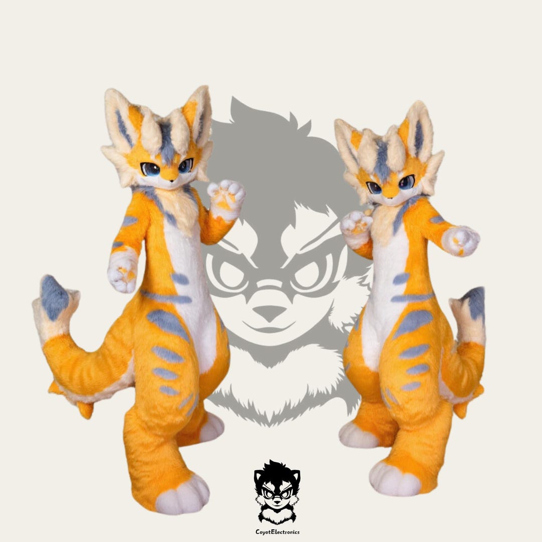 Yellow Lightning Fox Fursuit Head,custom Fursuit Head,kenomo Theme ...