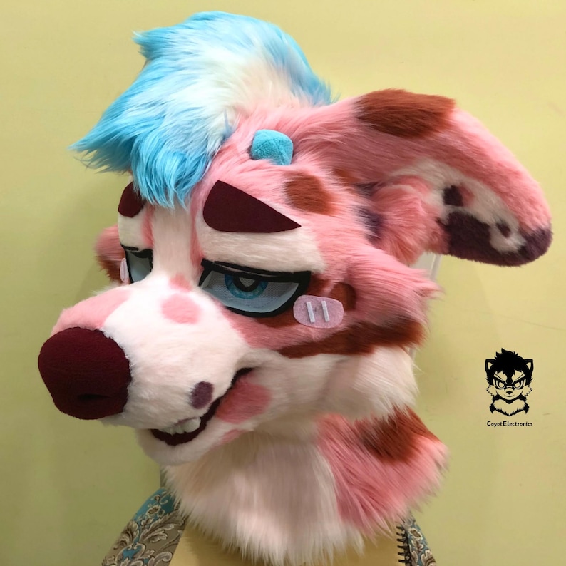 Creamy Strawberry Dog Fursuit Head, Custom Fursuit Head, Kenomo Theme ...