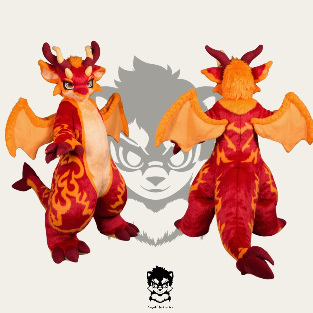 Flame Dragon Fursuit Head, Custom Fursuit Head, Kenomo Theme Party ...