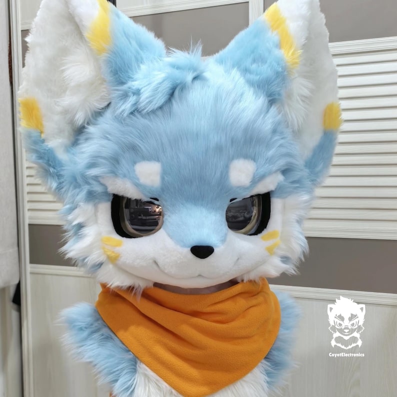 Cute Sky Blue Fox Fursuit Head, Custom Fursuit Head, Kenomo Theme Party ...