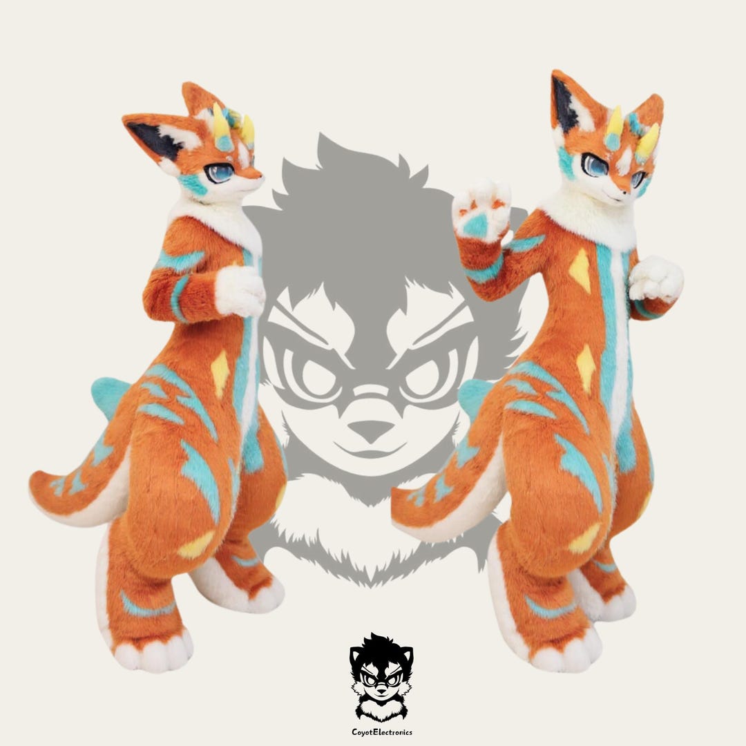 Orange Lightning Dragon Fursuit Head,custom Fursuit Head,kenomo Theme ...