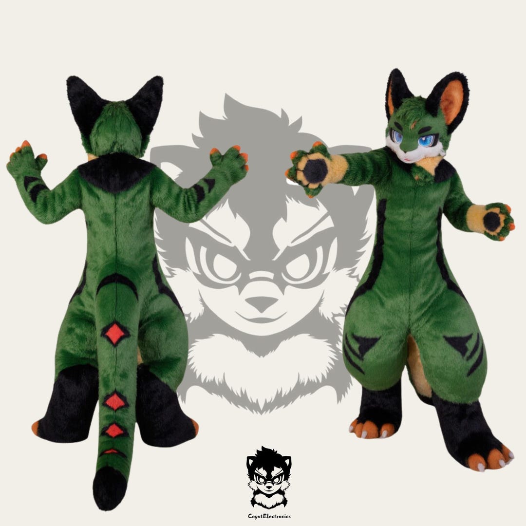 Green Forest Tiger Fursuit Head, Custom Fursuit Head, Kenomo Theme ...