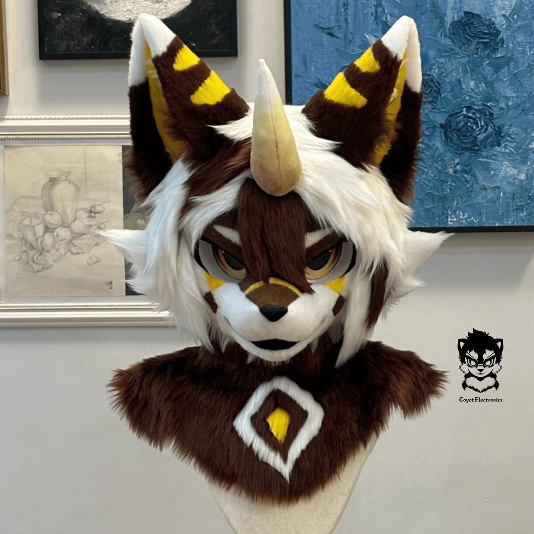 The Devil's Horn Hound Fursuit Head, Custom Fursuit Head, Kenomo Theme ...