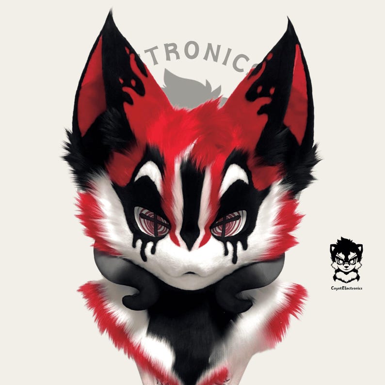 Red Devil Fox Fursuit Head, Custom Fursuit Head, Kenomo Theme Party ...