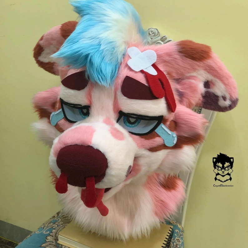 Creamy Strawberry Dog Fursuit Head, Custom Fursuit Head, Kenomo Theme ...