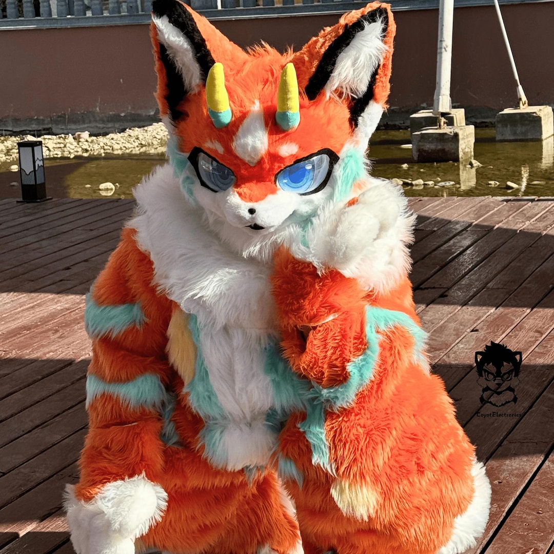 Prefabricated Fursuit，kemono Orange Lightning Dragon，premade Full ...