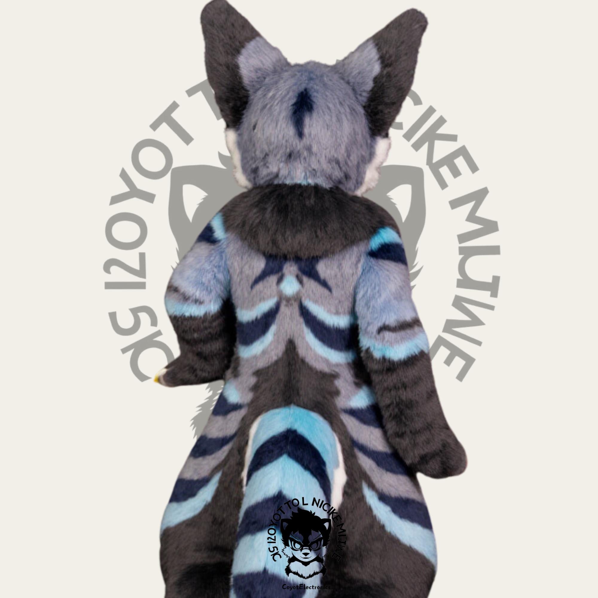 Cute Blue Double Horned Cat Fursuit Head, Custom Fursuit Head, Kenomo ...