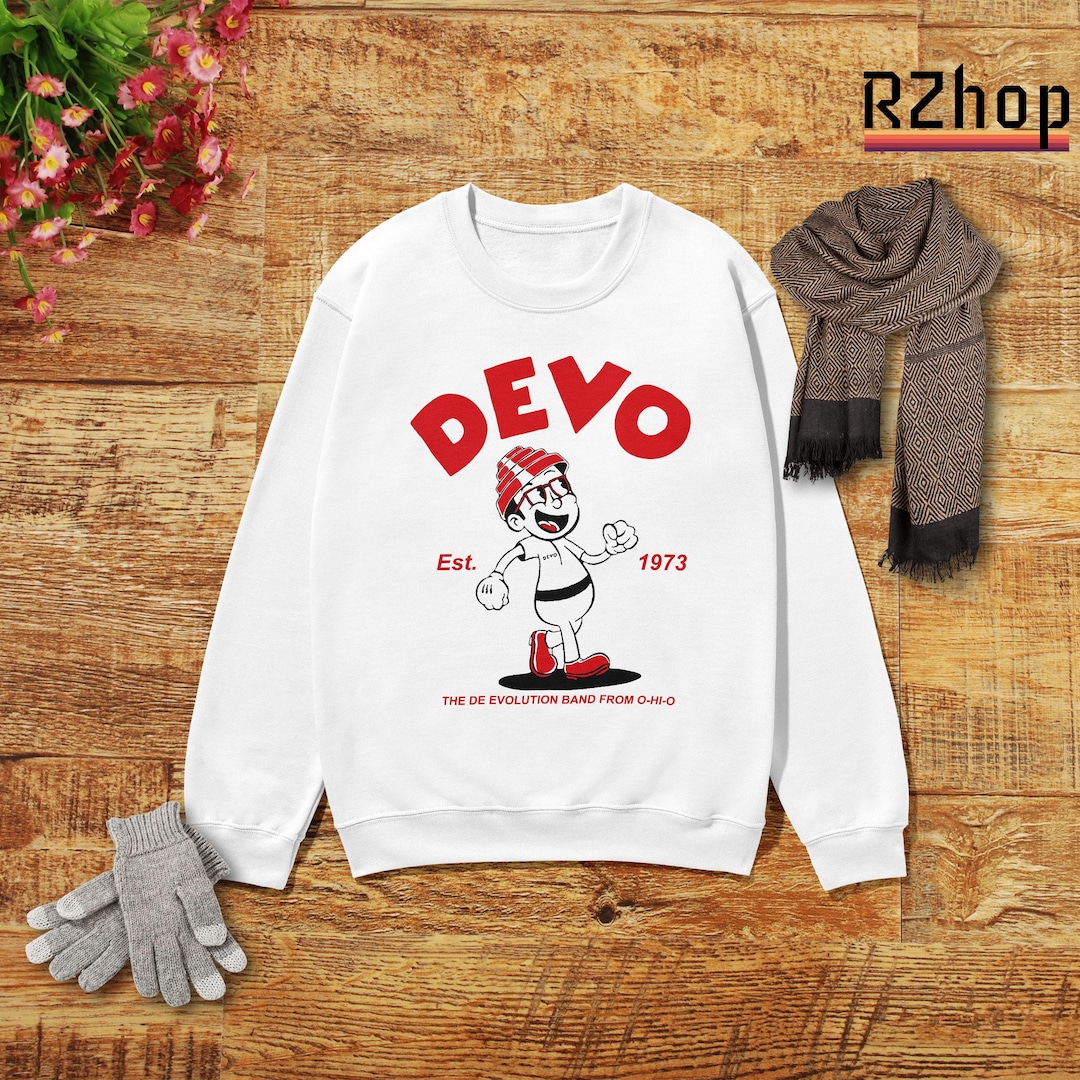 Vintage Devo Band Sweatshirt – 1973 Tour Graphic, Retro New Wave Music ...