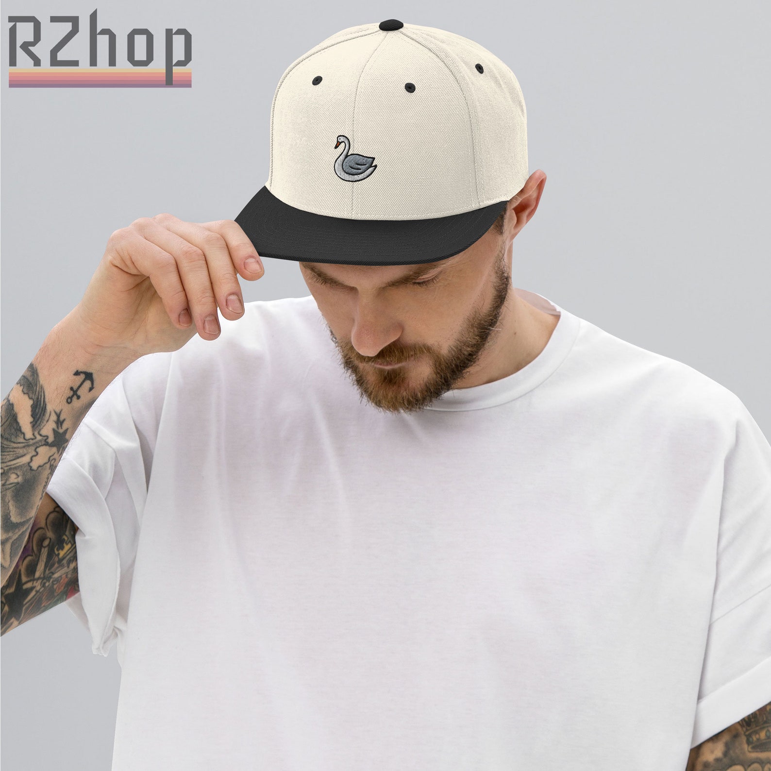 Cute Swans Snapback Hat Embroidered Cute Swans Hat Simple Art Design ...