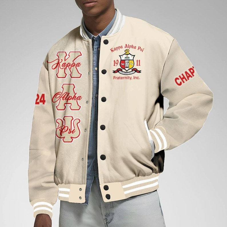 Kappa Alpha Psi Custom Chapter Varsity Jacket, Personalized Krimson Kream KAP Jacket Fraternity ...