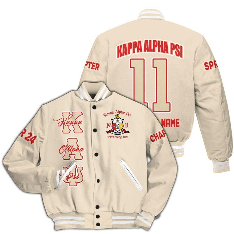Kappa Alpha Psi Custom Chapter Varsity Jacket, Personalized Krimson Kream KAP Jacket Fraternity ...