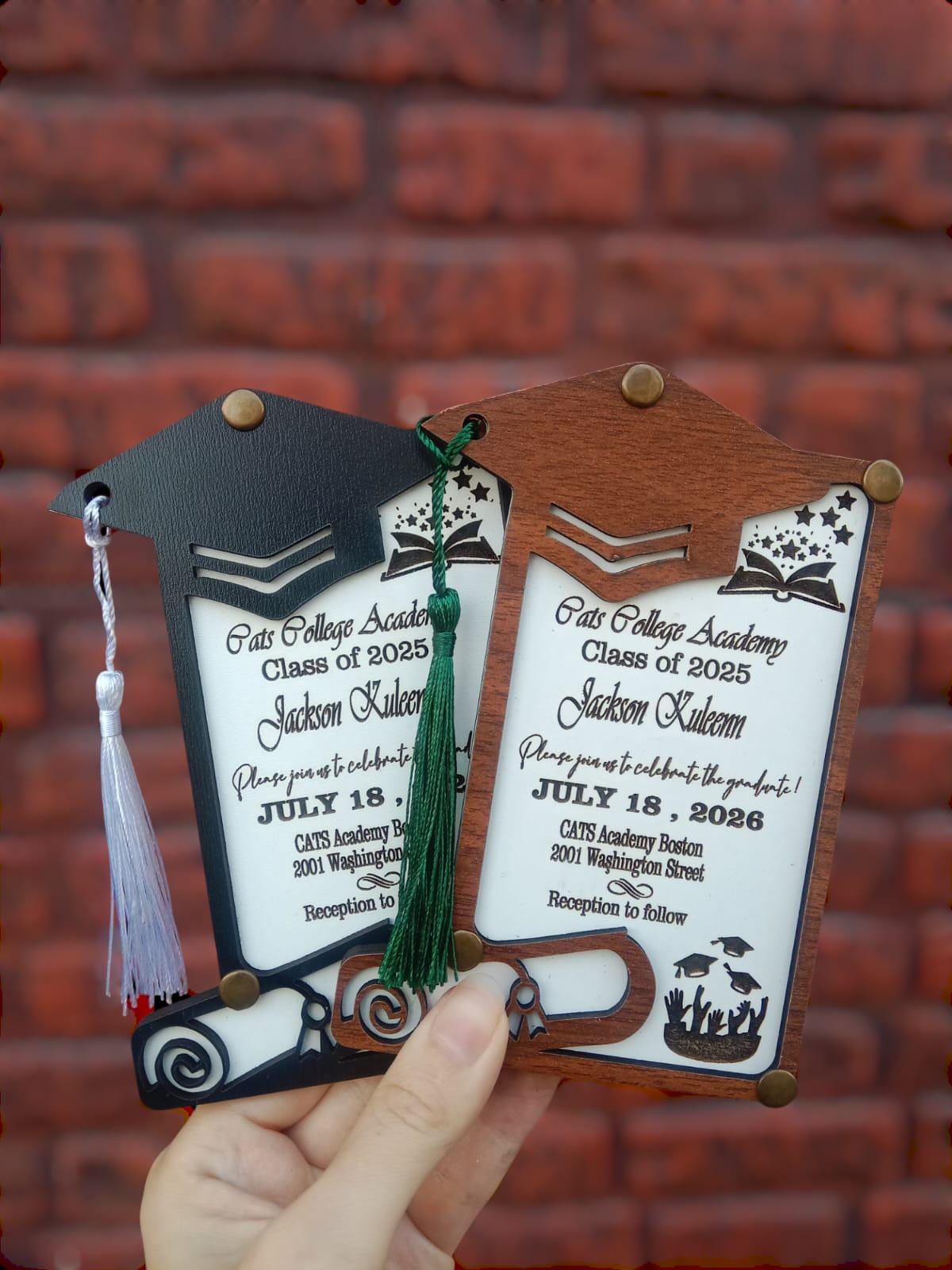 Custom Wooden Graduation Invitation – Rustic Handmade Card - Etsy