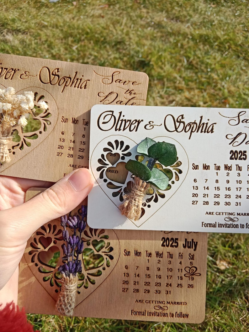 Floral Wooden Save the Date Magnet – Rustic Wedding Card - Etsy