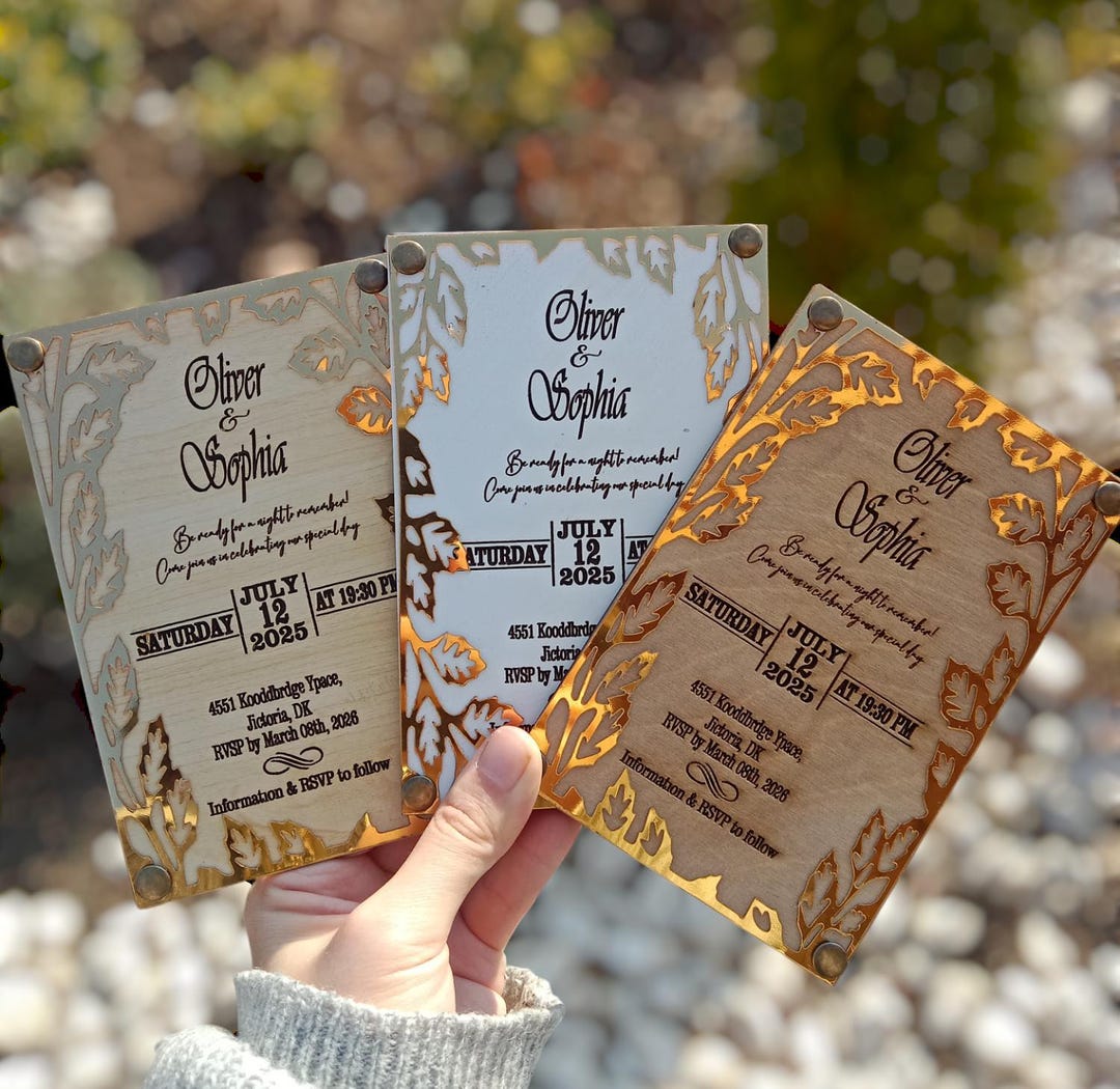 Custom Wooden Wedding Invitations, Personalized Birch or Maple - Etsy