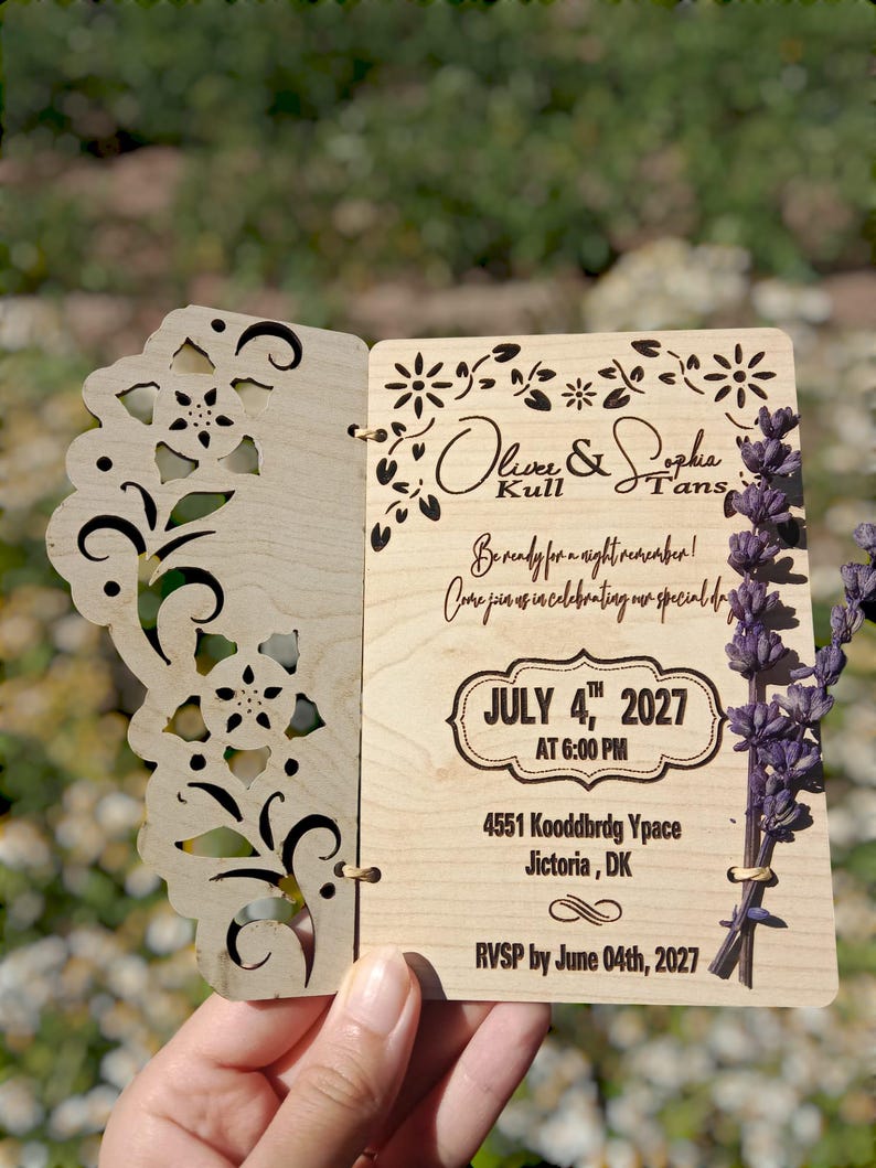 Custom Wooden Wedding Invitation: Handmade Rustic Card - Etsy