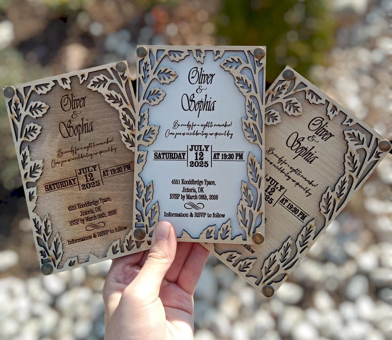 Custom Wooden Wedding Invitations, Personalized Birch or Maple - Etsy