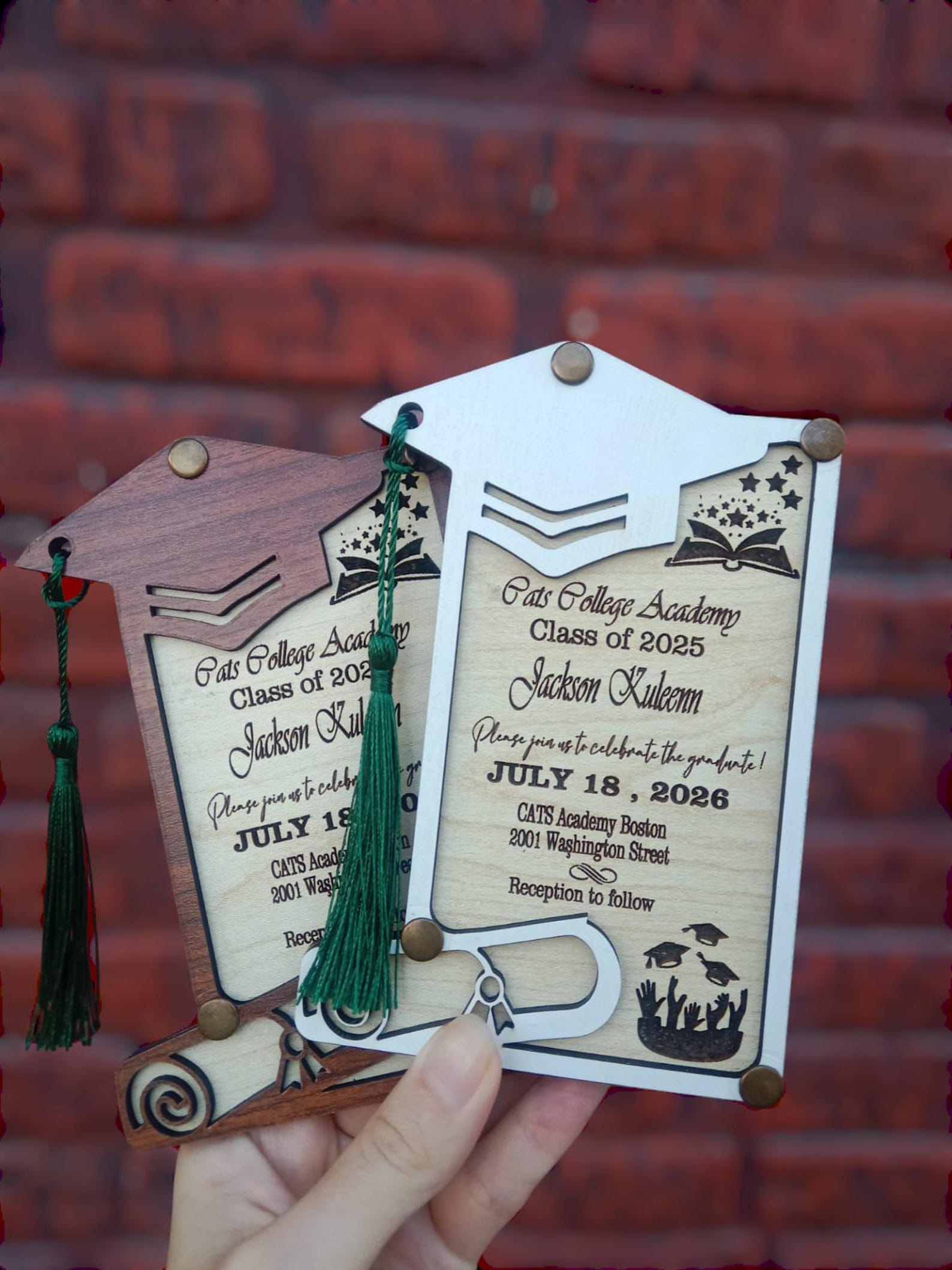 Custom Wooden Graduation Invitation – Rustic Handmade Card - Etsy