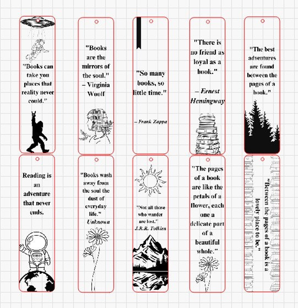 Quotes Themed Bookmarks - Set of 10 Downloadable Files for Laser ...