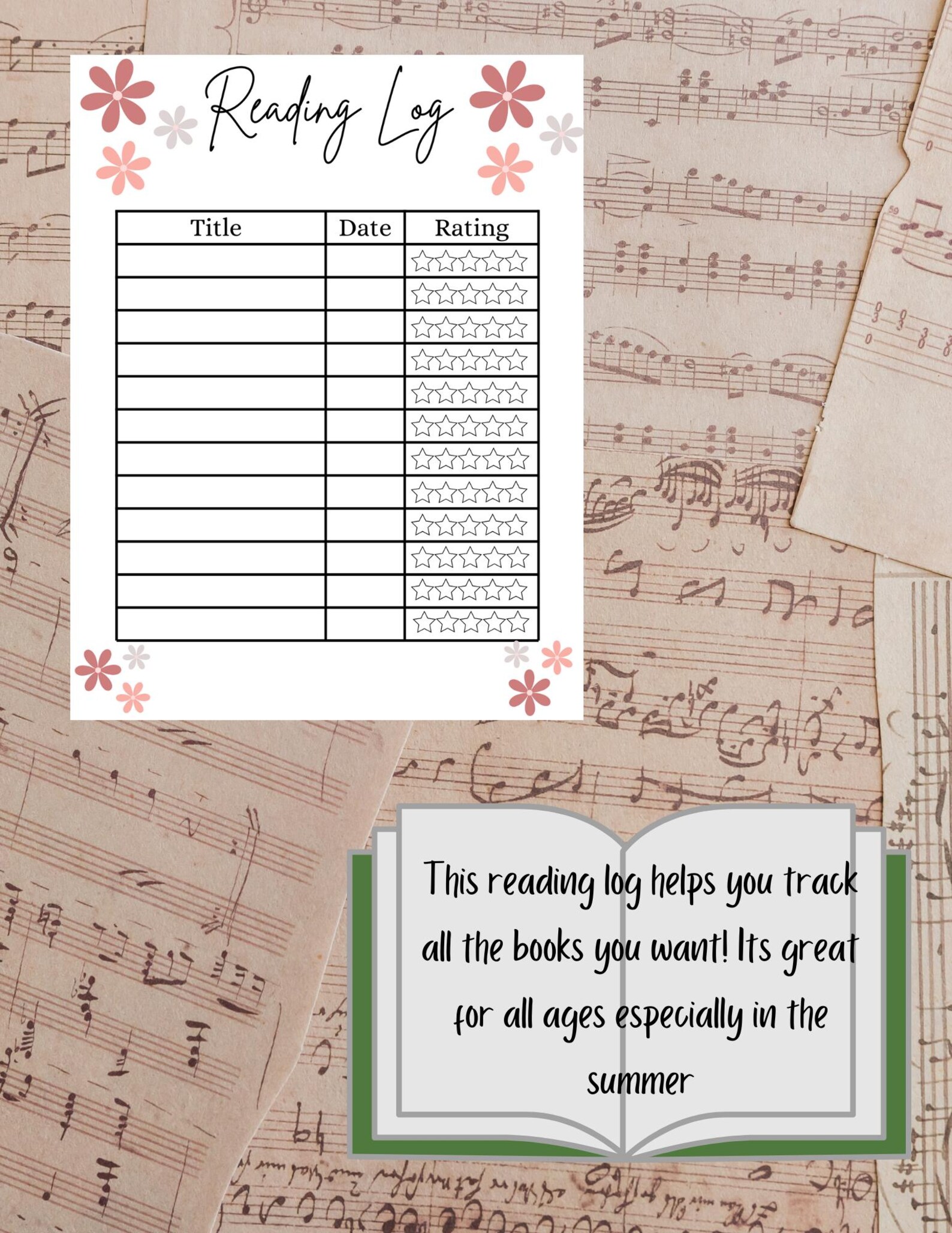 Reading Log Digital Download - Etsy
