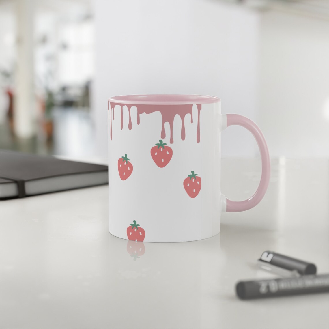 Pink Ceramic Strawberry Mug, 11oz - Etsy