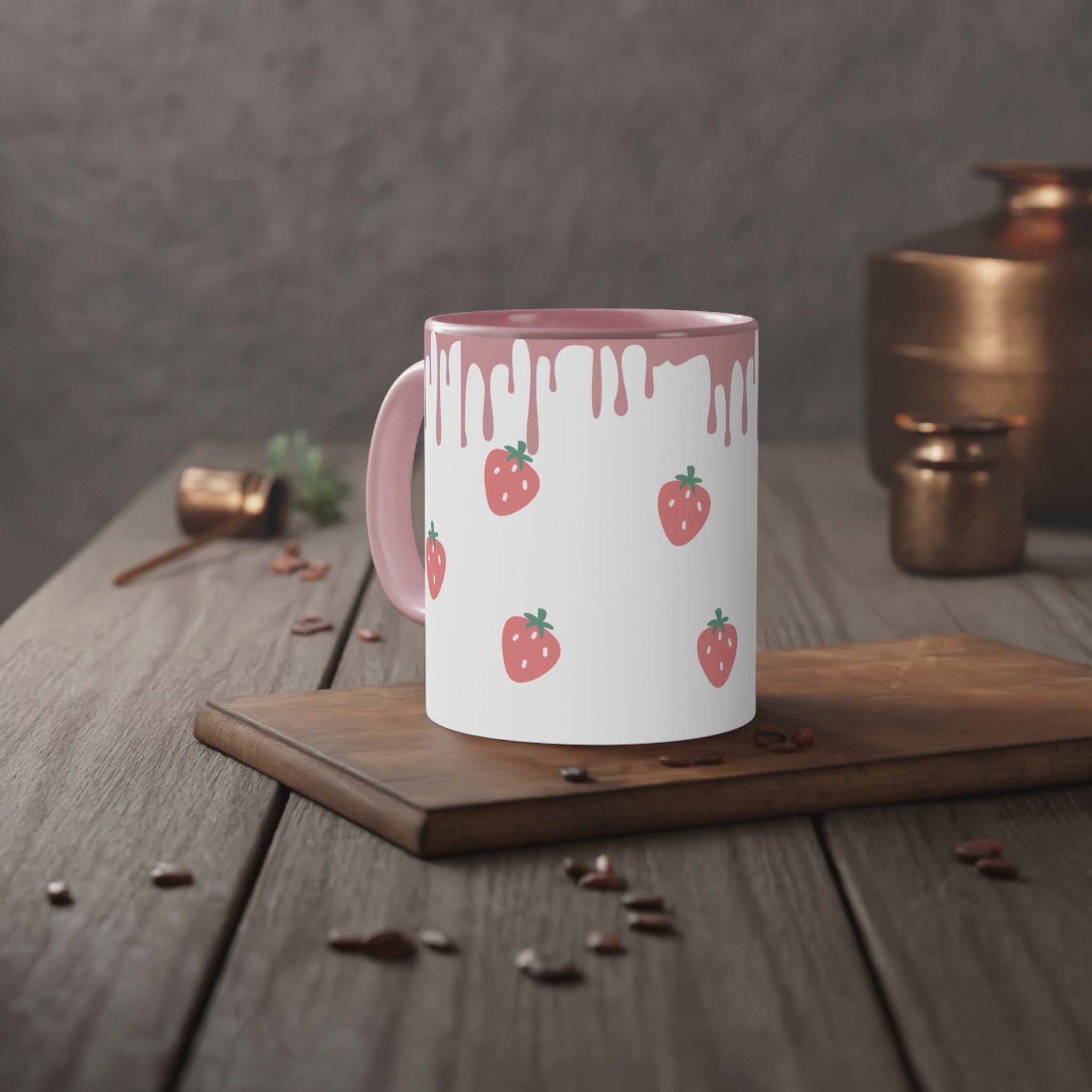 Pink Ceramic Strawberry Mug, 11oz - Etsy