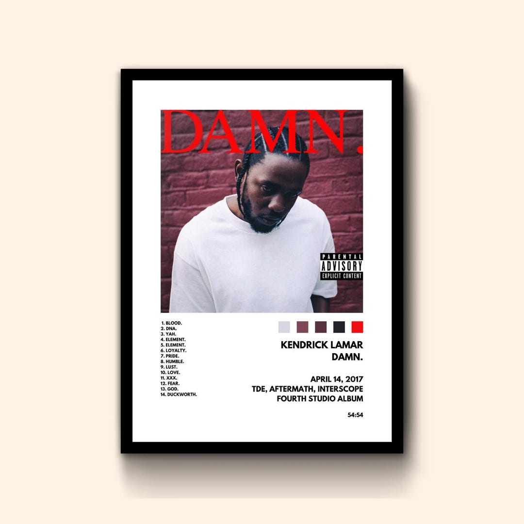 Digital Download Kendrick Lamar DAMN. Album Tracklist Poster - Etsy