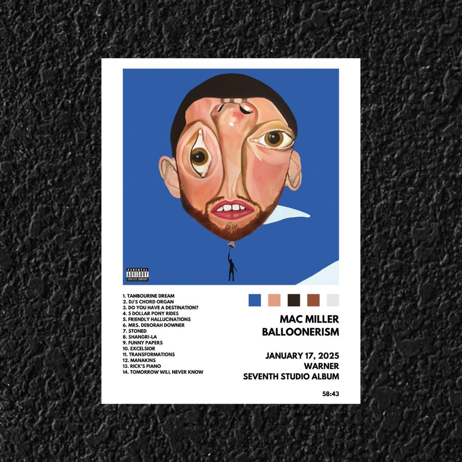 Digital Download Mac Miller Balloonerism Album Poster Etsy
