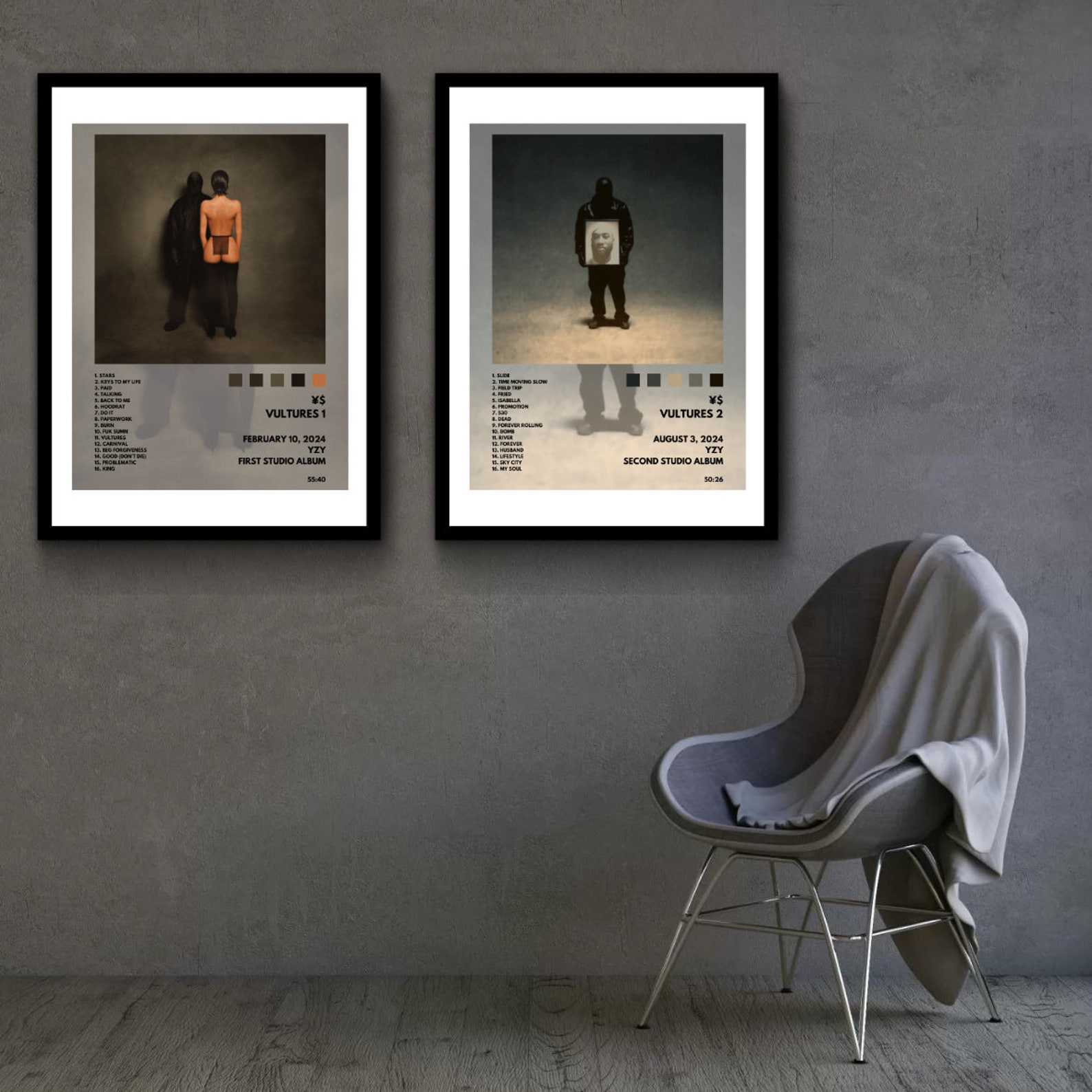 Digital Download Kanye West Vultures Poster Set vultures 1 & 2 Album ...