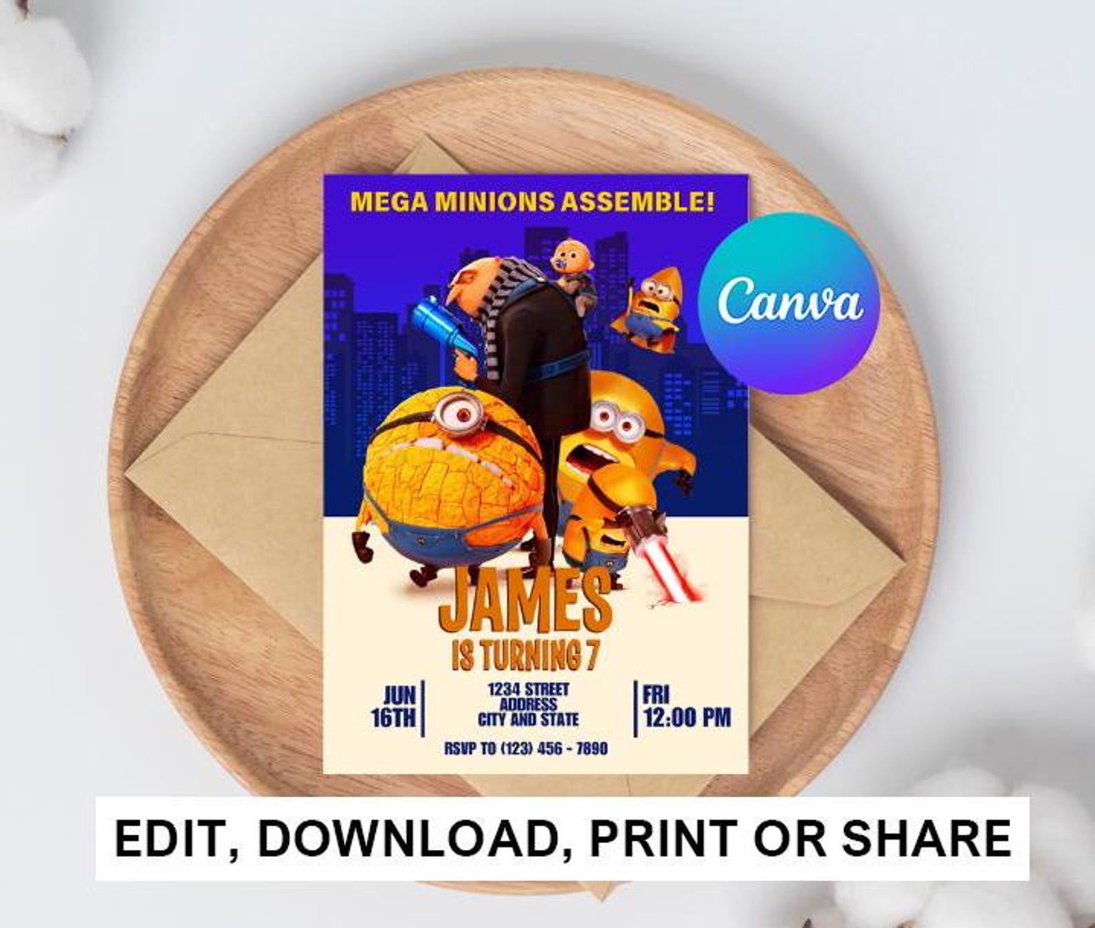 Editable Despicable Me 4 Birthday Invitation With Despicable Me 4 Party ...