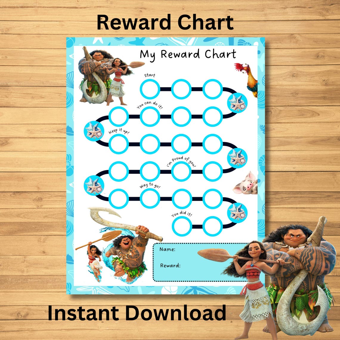 Instant Download Moana 2 Reward Training Chart Potty Sticker Chart - Etsy