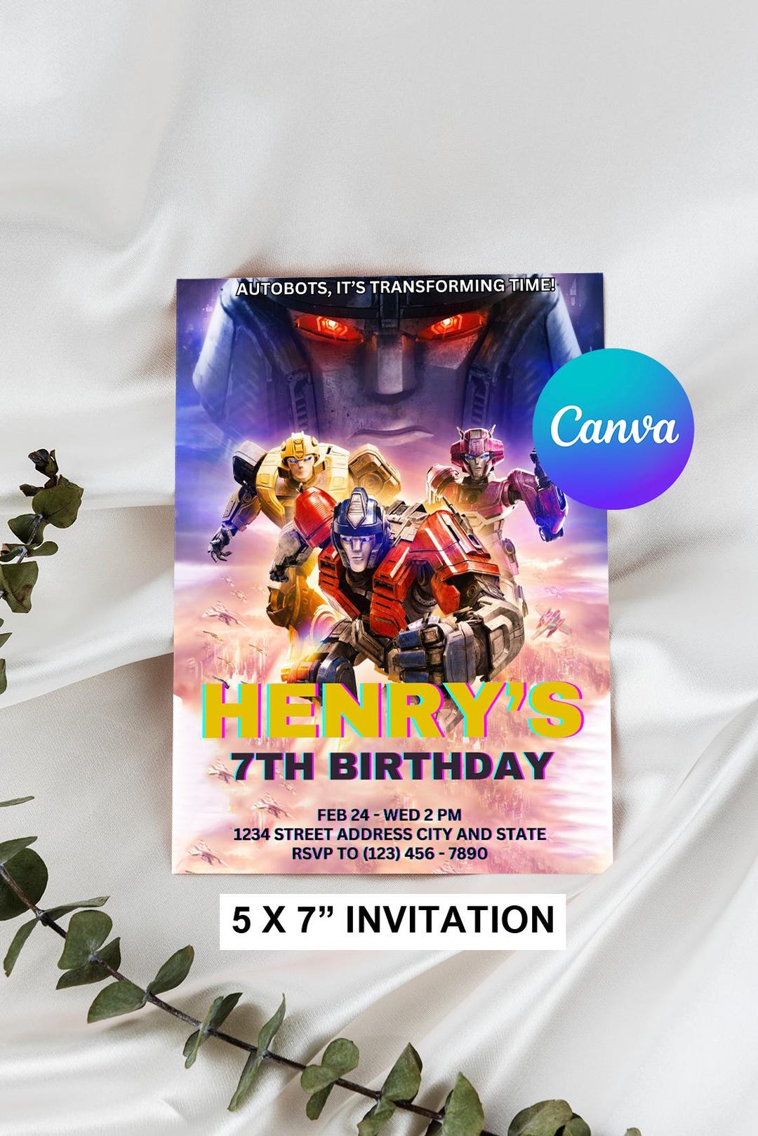 Editable Transformers One Invitation Card Instant Download Transformers ...