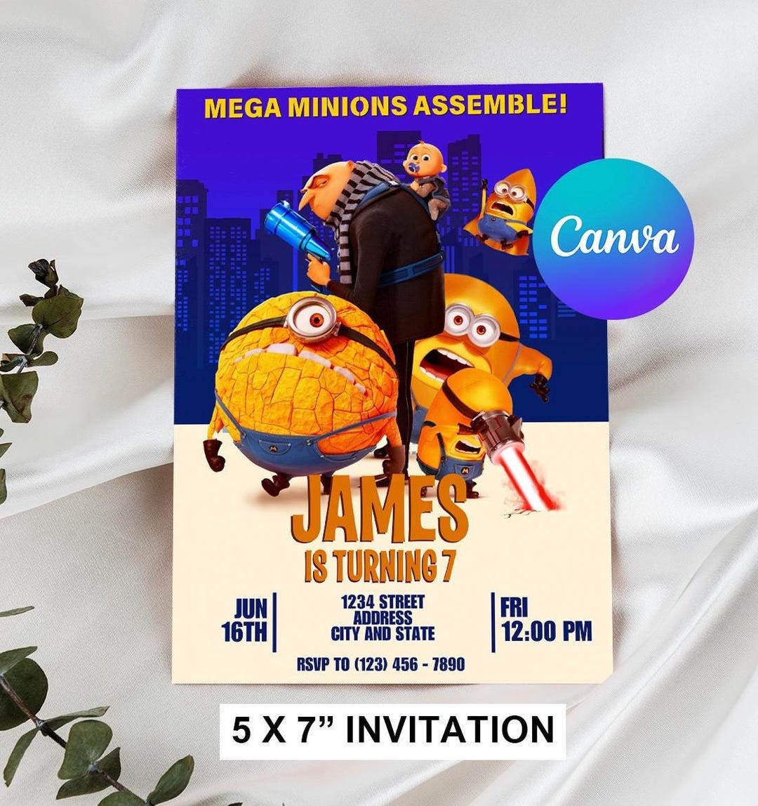 Editable Despicable Me 4 Birthday Invitation With Despicable Me 4 Party ...