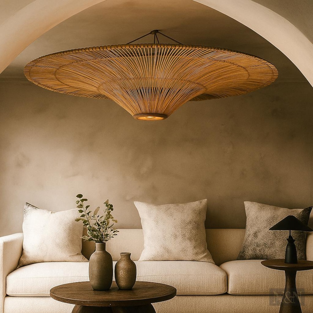 Handmade Bamboo Rattan Pendant Light – Boho Ceiling Lamp, Eco-friendly ...