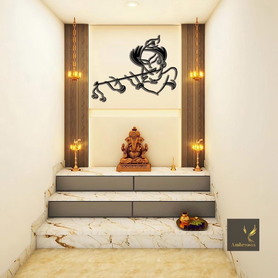 Krishna Metal Wall Art | Hindu God Wall Hanging | Flute Playing Krishna ...