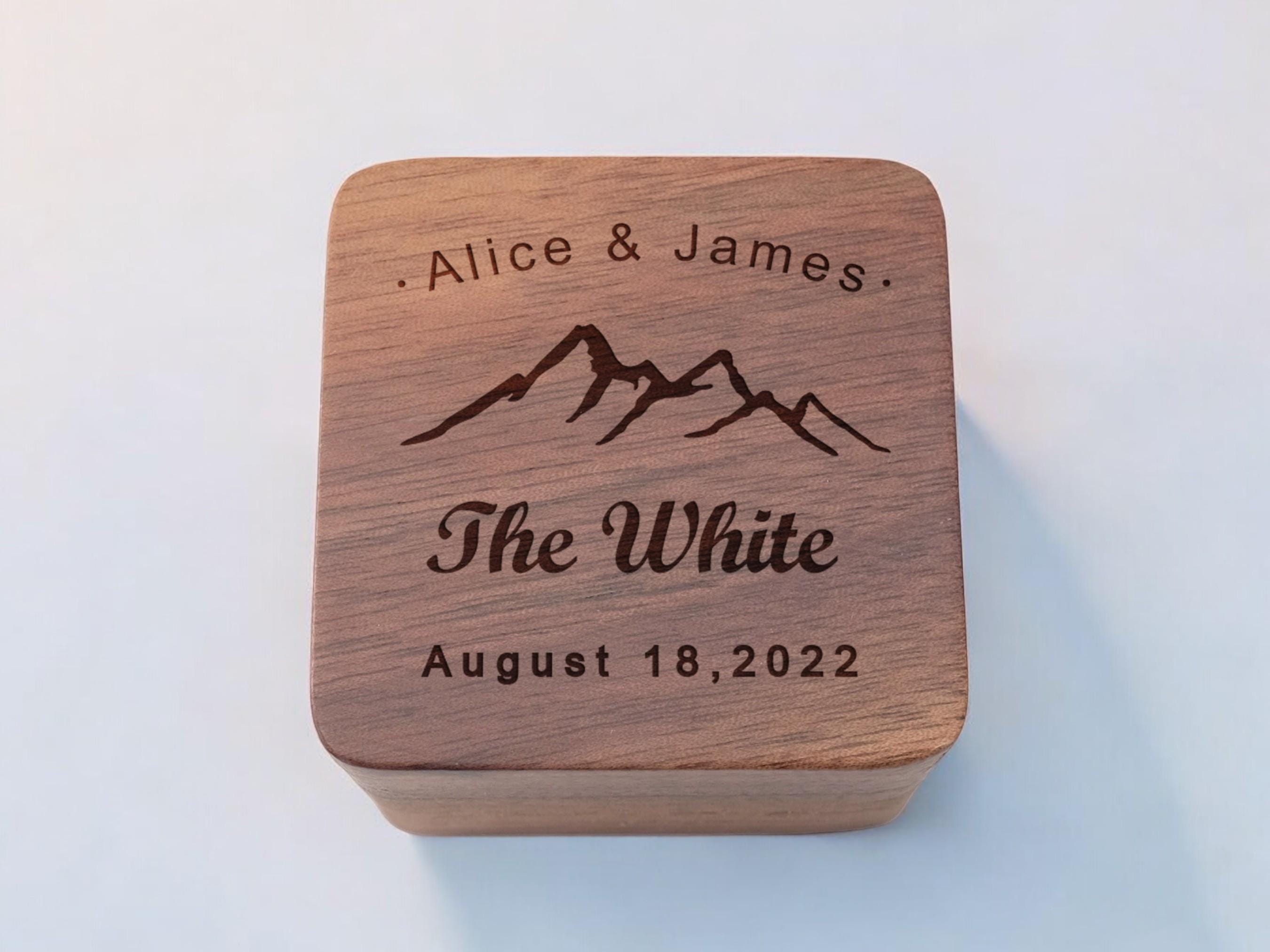 Personalized Engraved Wedding Ring Box Custom Names and Date, Rustic ...