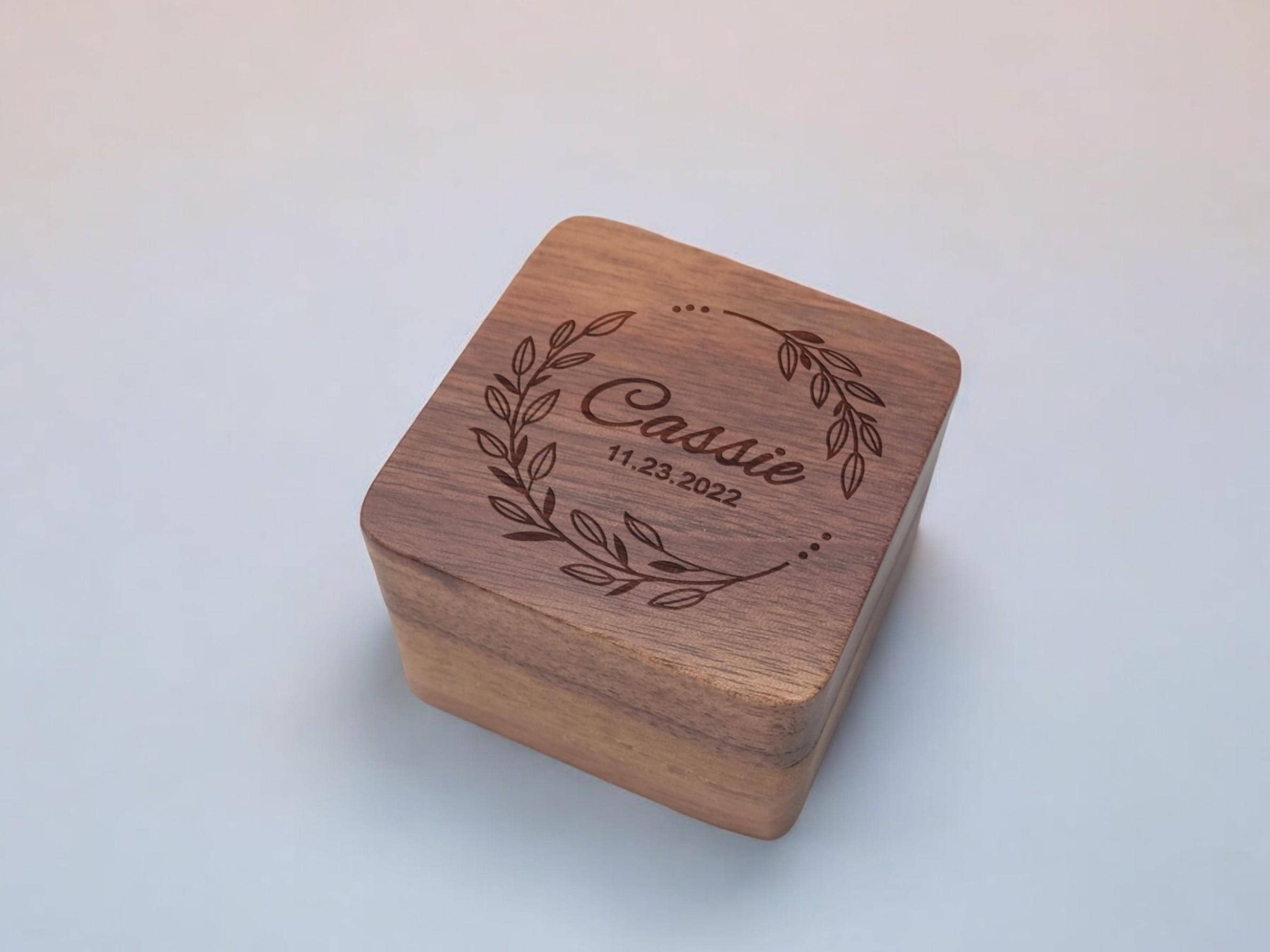 Personalized Engraved Wedding Ring Box Custom Names and Date, Rustic ...
