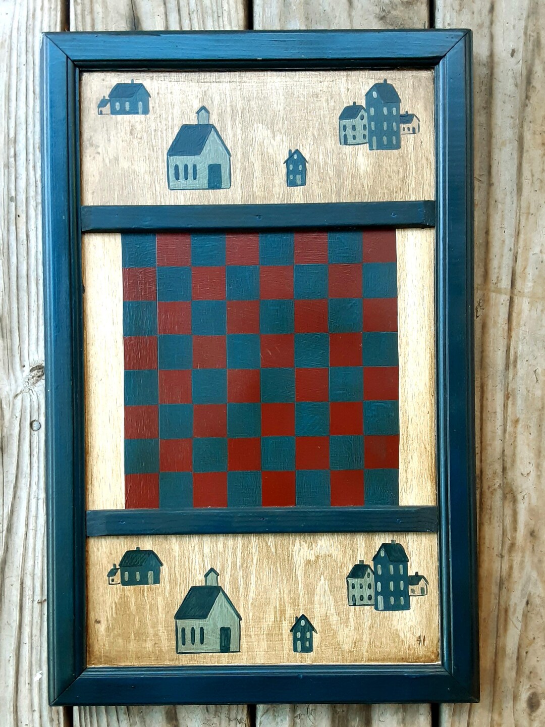 Vintage Hand Painted Checker Board Wall Decor Primitive Folk Art - Etsy