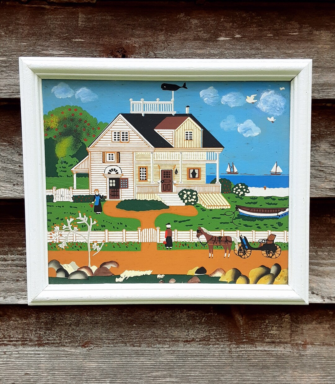Cape Cod Folk Art Painting - Pickwick Cottage - Etsy