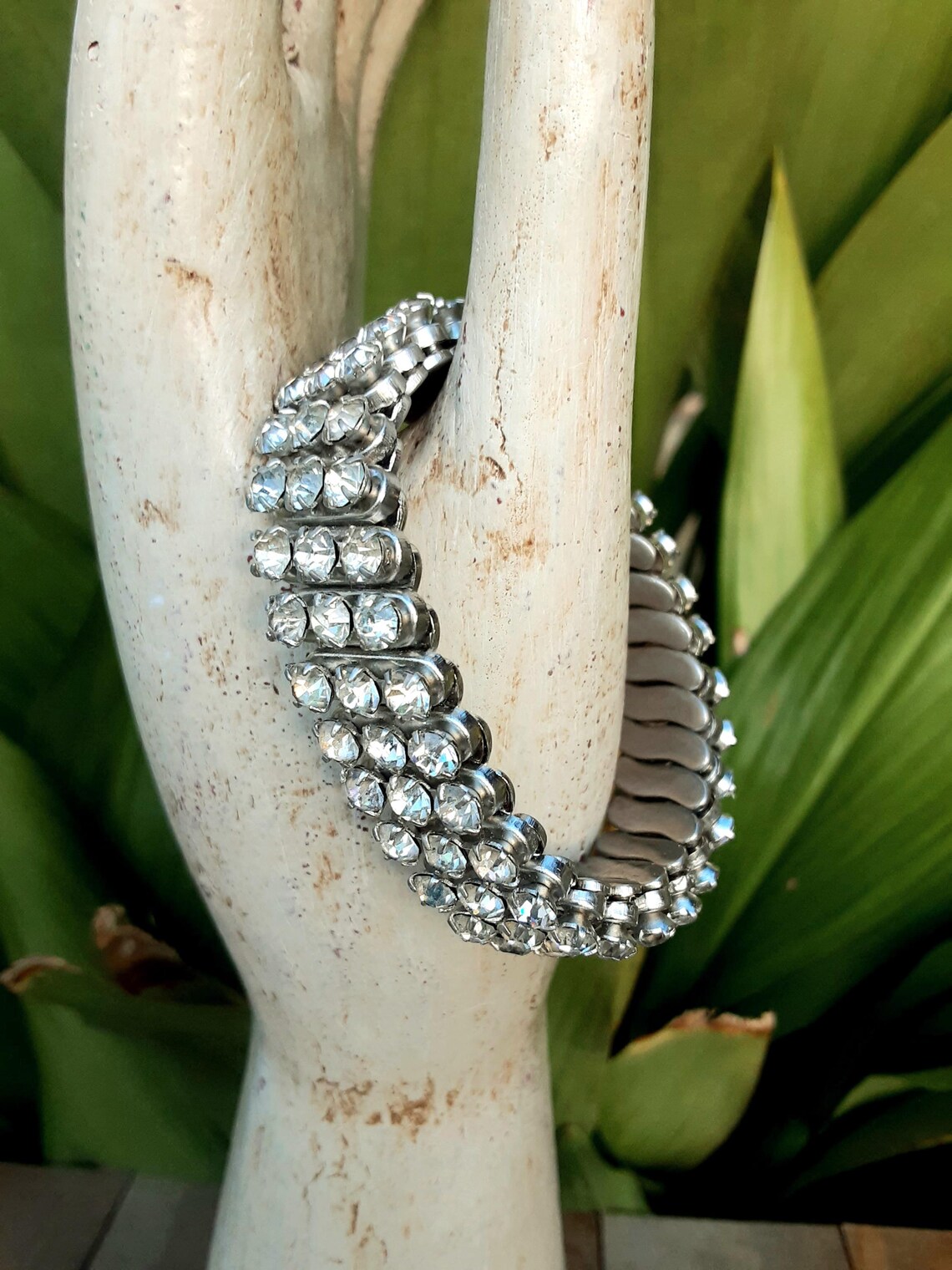 Vintage Three Row Rhinestone Expanded Bracelet - Old Hollywood Glam - Etsy