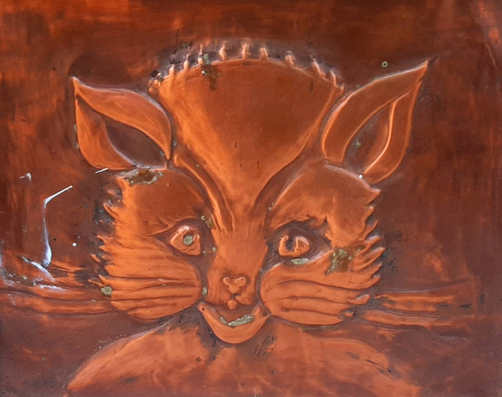 Art Objects Sculpture Art & Collectibles Copper Smiling Cat Wall Plaque ...