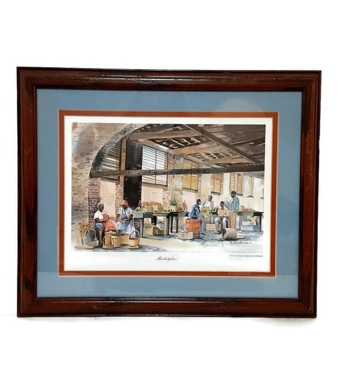 Marketplace by Ed Emerson Vintage Watercolor Print Historic Charleston ...