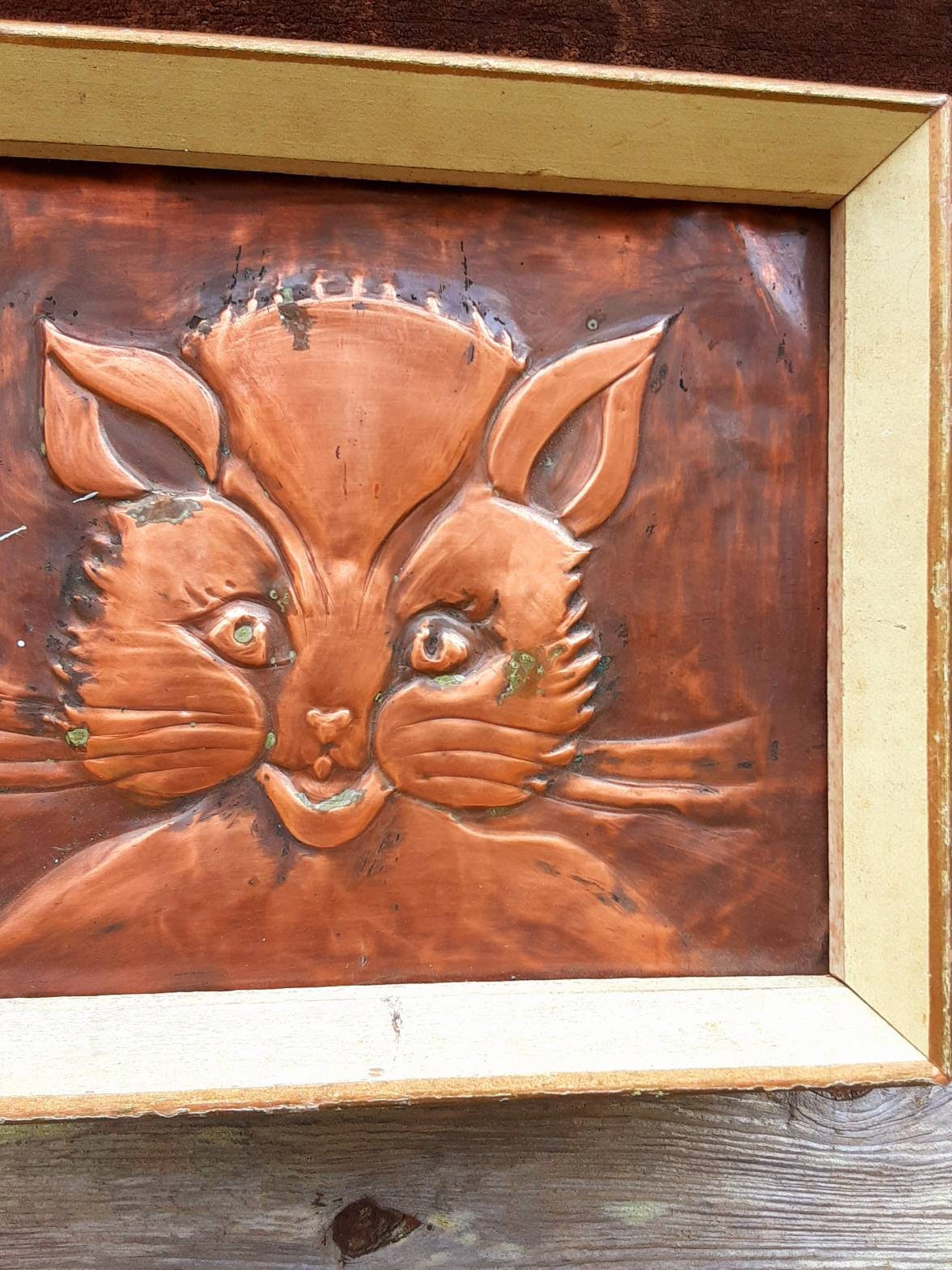 Art Objects Sculpture Art & Collectibles Copper Smiling Cat Wall Plaque ...