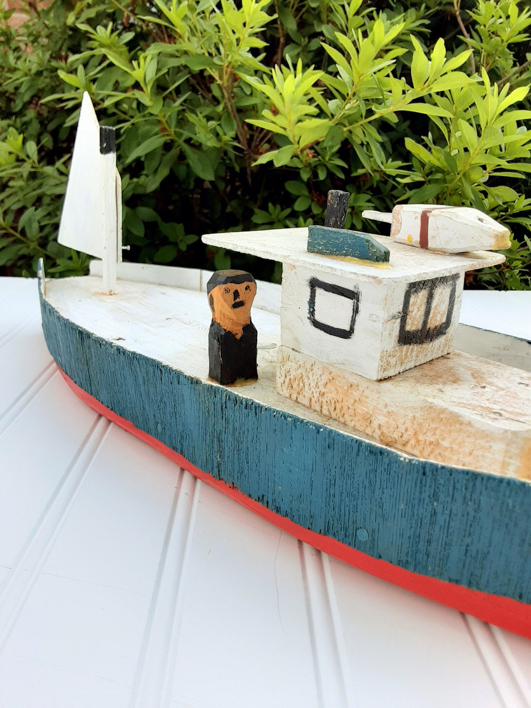 Vintage Maritime Folk Art Wooden Ship - Nautical Decor - Etsy