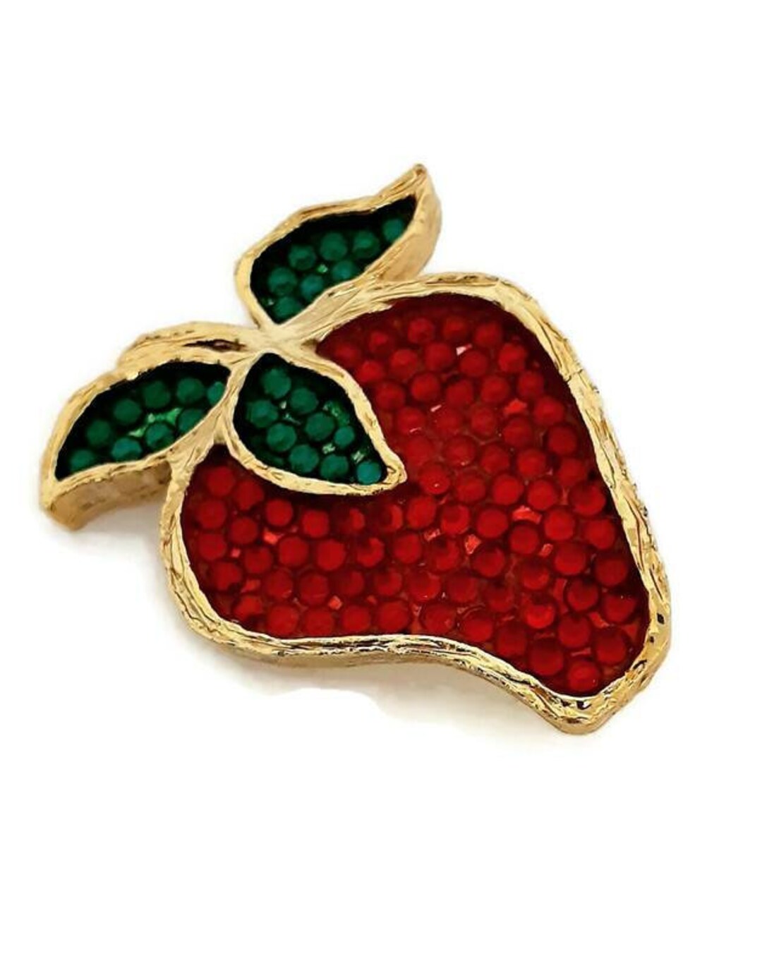 Bright Red Glitzy Strawberry Pin, Vintage Fruit Brooch, - Etsy