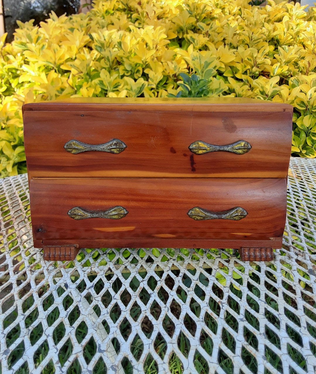 Vintage Cedar Jewelry Box - Two Drawer Mini Cedar Chest - Etsy