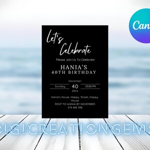 Let's Celebrate Party Invitation Template, Editable and Printable Birthday Invitation Template ...