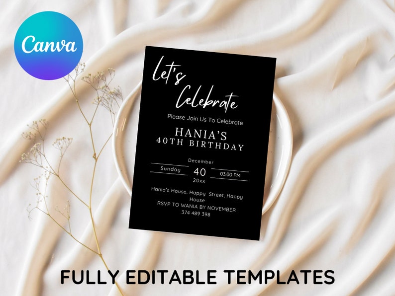 Let's Celebrate Party Invitation Template, Editable and Printable Birthday Invitation Template ...