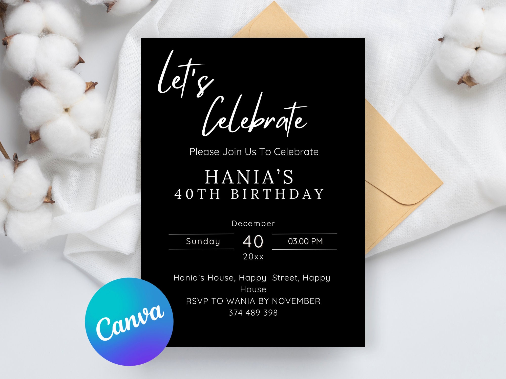 Let's Celebrate Party Invitation Template, Editable and Printable Birthday Invitation Template ...